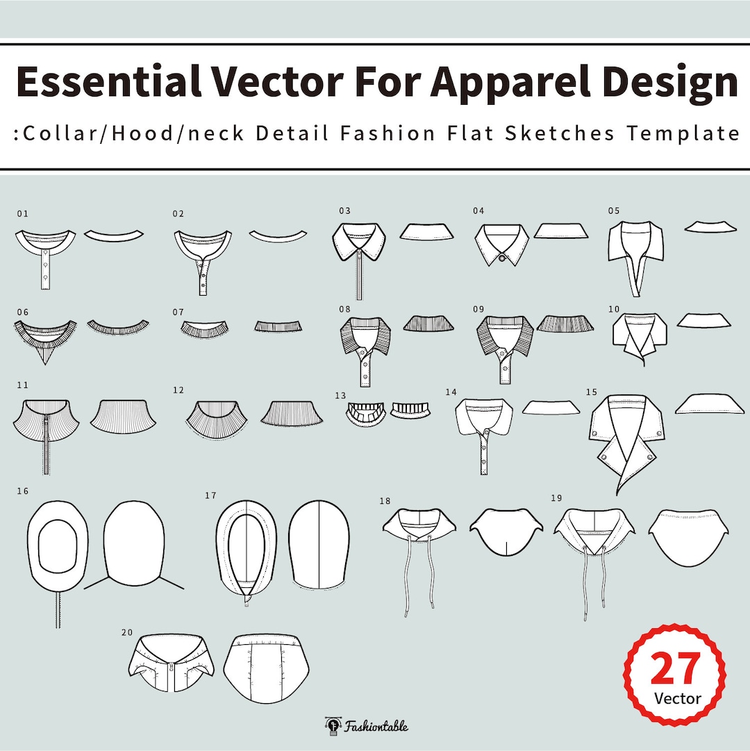 Fashion Template Essential Vector Neck Design Detail - Etsy