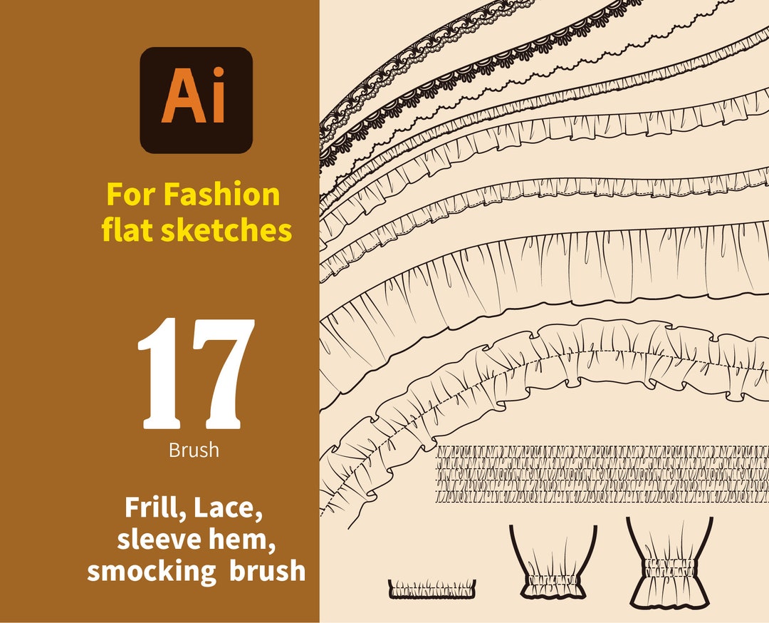 Fashion Flat Sketch Brushes - Frills, Lace, Smocking (adobe Illustrator ...