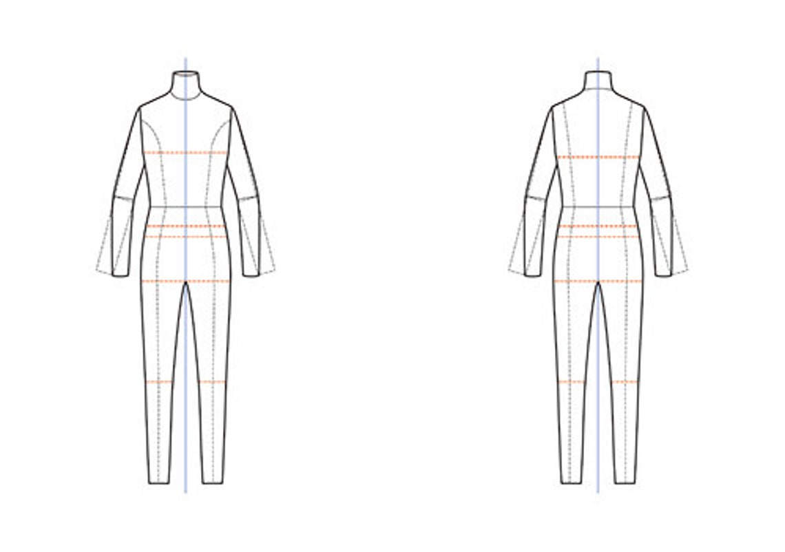 Fashion Flats Templates - Female Body, 8 Views (AI, PDF, JPG) - Etsy