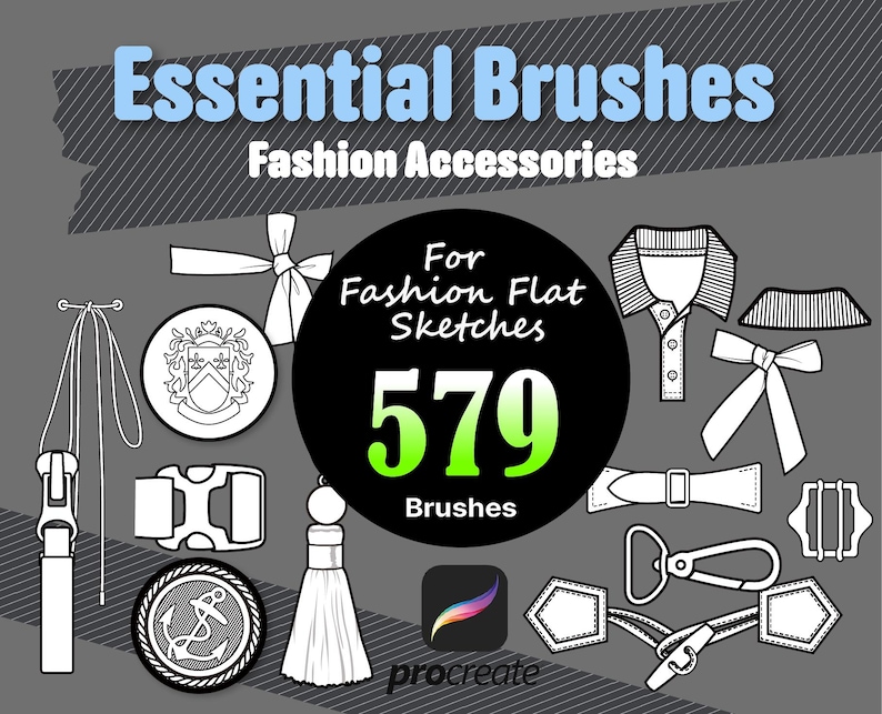 579 Procreate Fashion Brush for Fashion Flat Sketches String, Bows ...