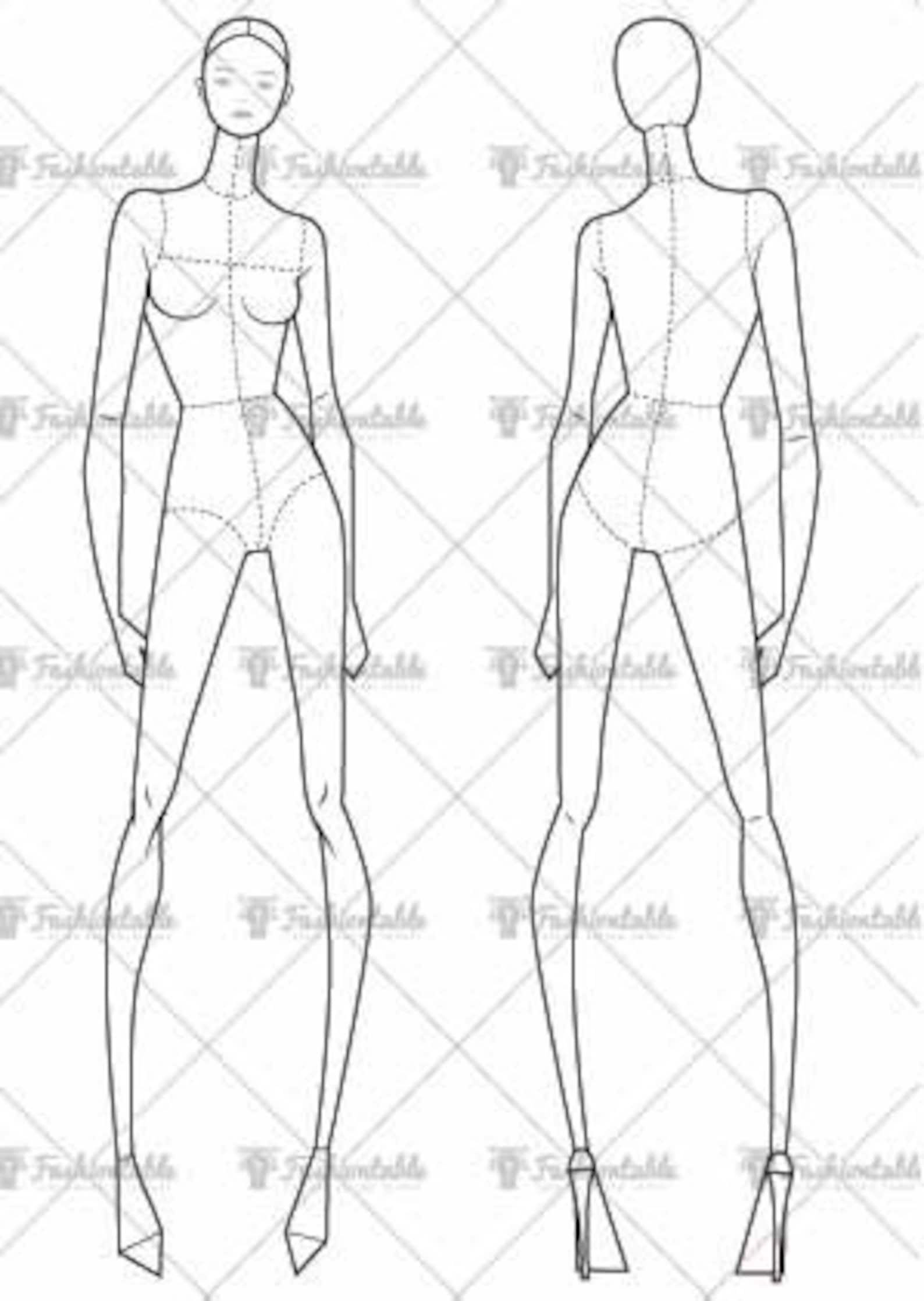 Female Fashion Croquis Template SET 14 Poses - Etsy