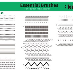 Knitwear Design Tools: 45 Brushes & 18 Swatches for Adobe Illustrator ...