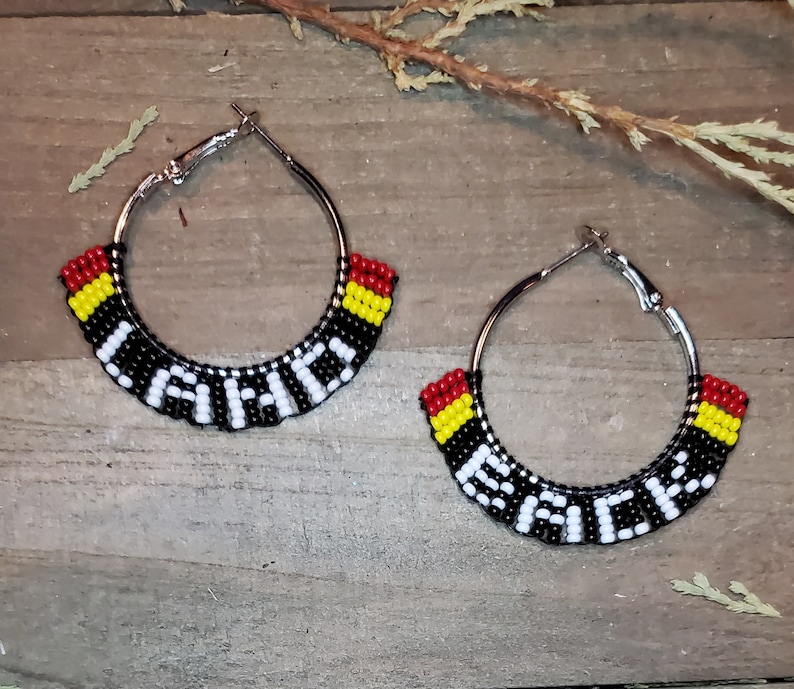 Aleut LAND BACK Beaded Hoop Earrings - Etsy