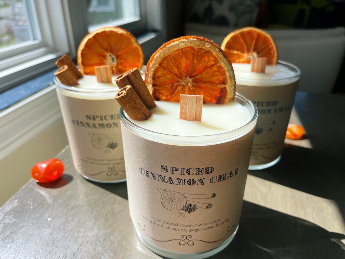 Cinnamon Chai Spice Candle, Homemade Coconut Wax Candle, Herbal Intentional Candle - Etsy