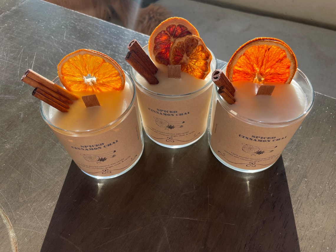 Cinnamon Chai Spice Candle, Homemade Coconut Wax Candle, Herbal ...