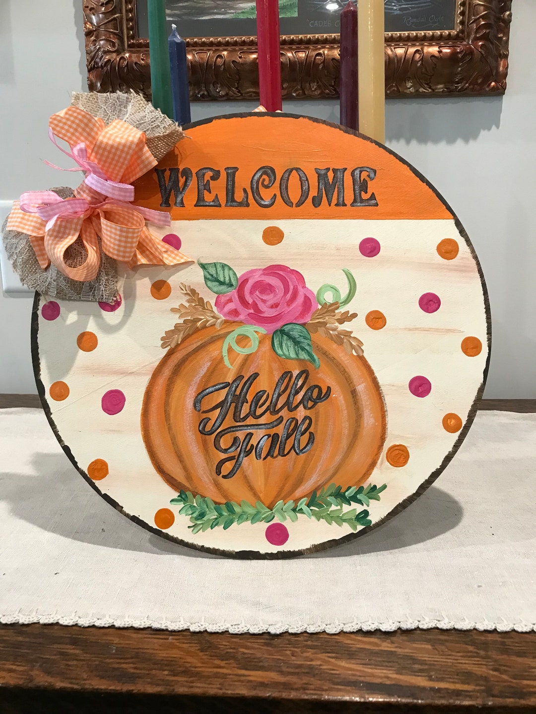 Fall Wood Welcome Sign, Handpainted Wood Sign, Welcome Door Sign, Fall ...