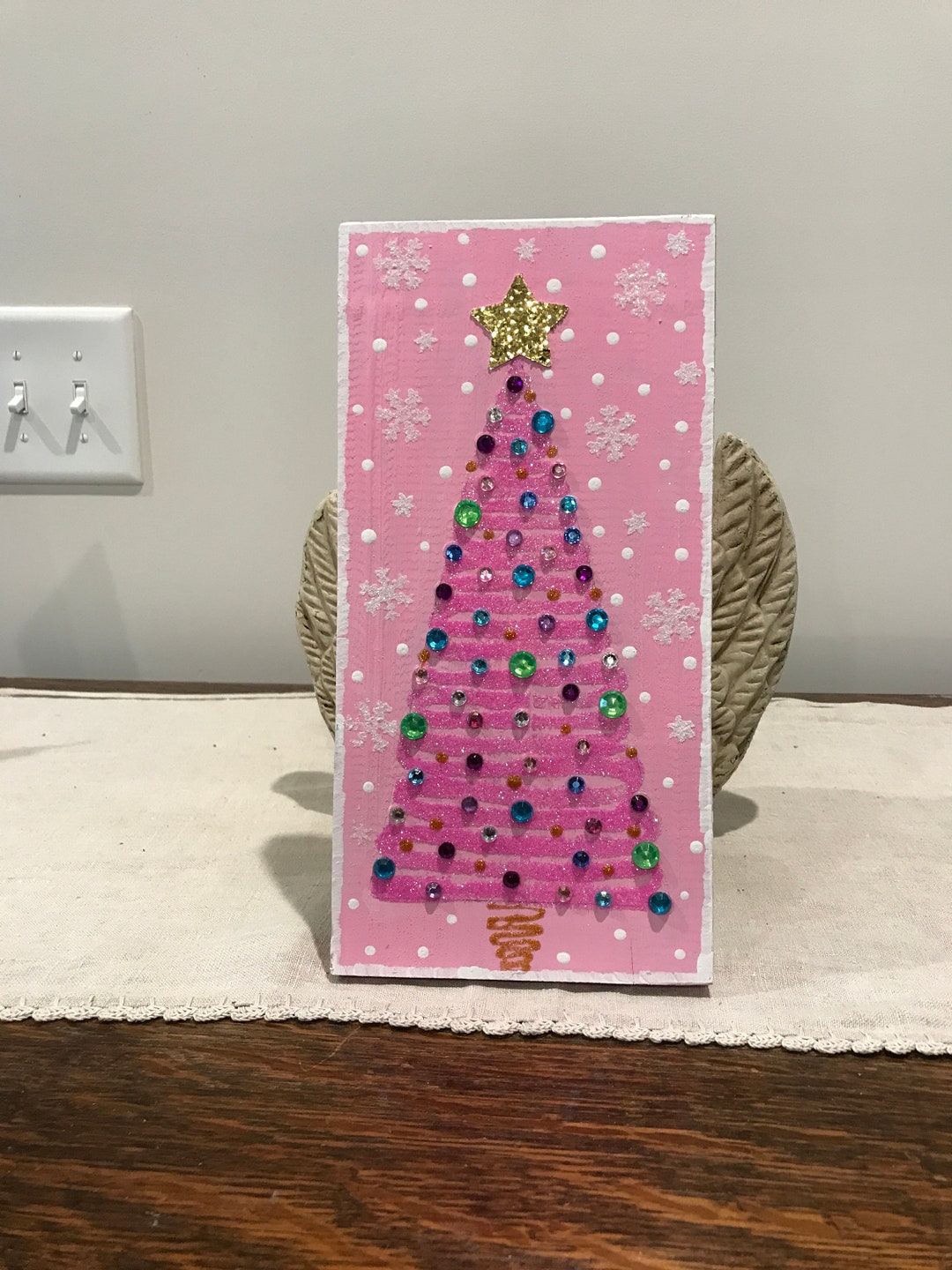Sparkly Pink Christmas Tree, Handcrafted Bejeweled Tree in Shades of ...
