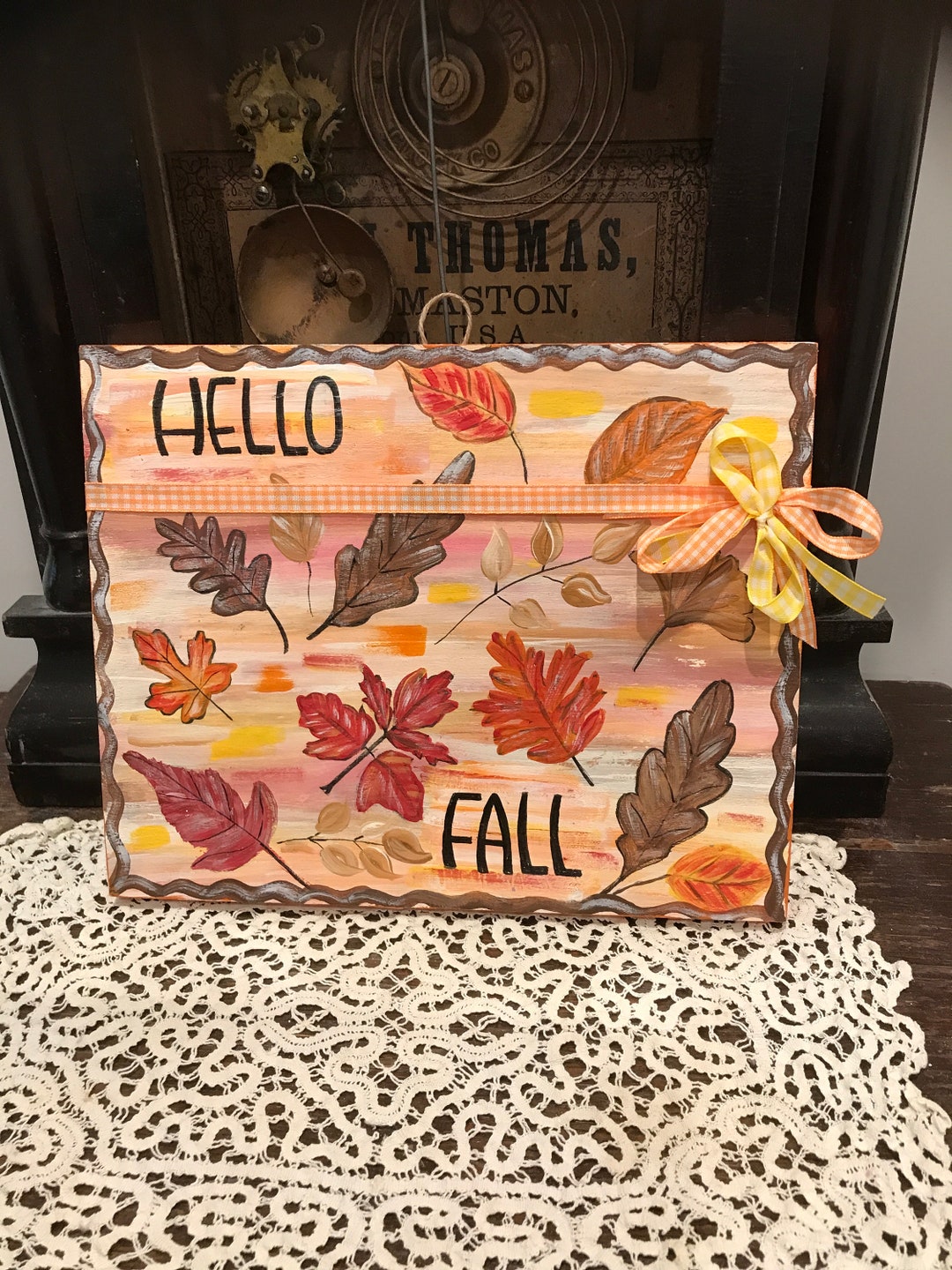 Fall Woods Sign, Fall Decor, Fall Leaves, Original Art, Fall Colors ...