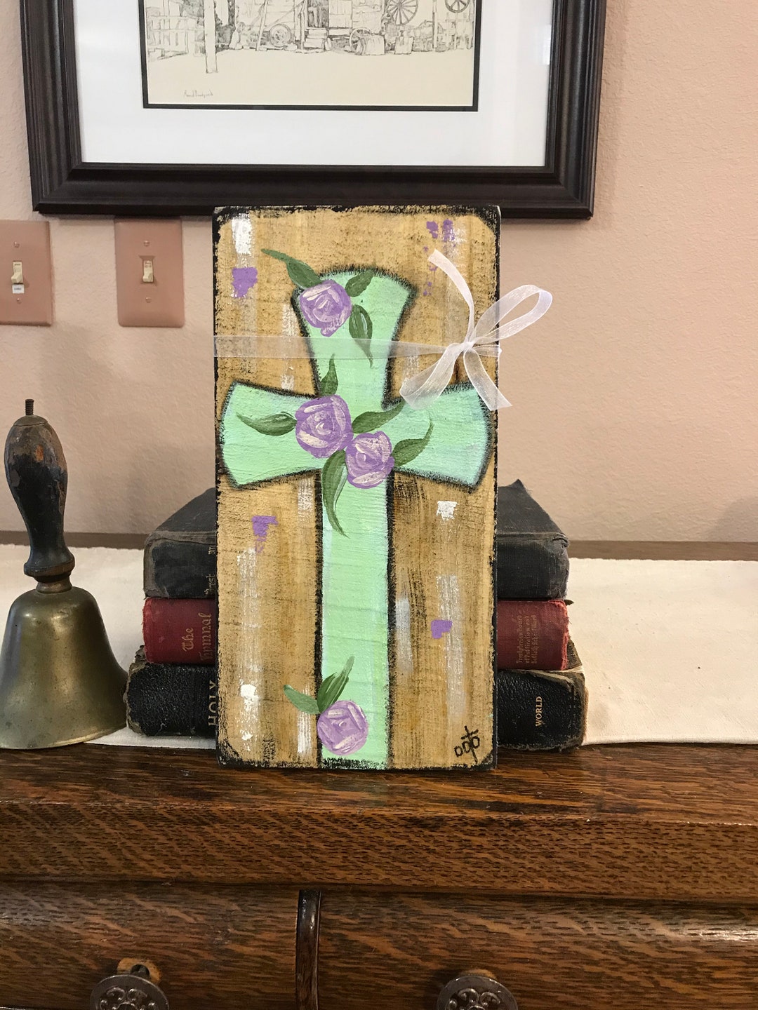 Easter Cross, Christian Cross, Handpainted Cross on Wood, Rustic Wood ...