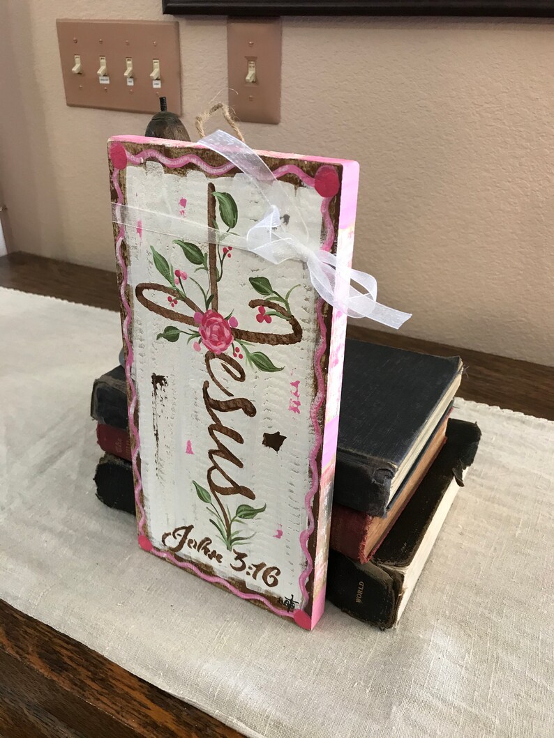 Rustic Cross, Christian Jesus Cross, Handpainted on Weathered Board ...