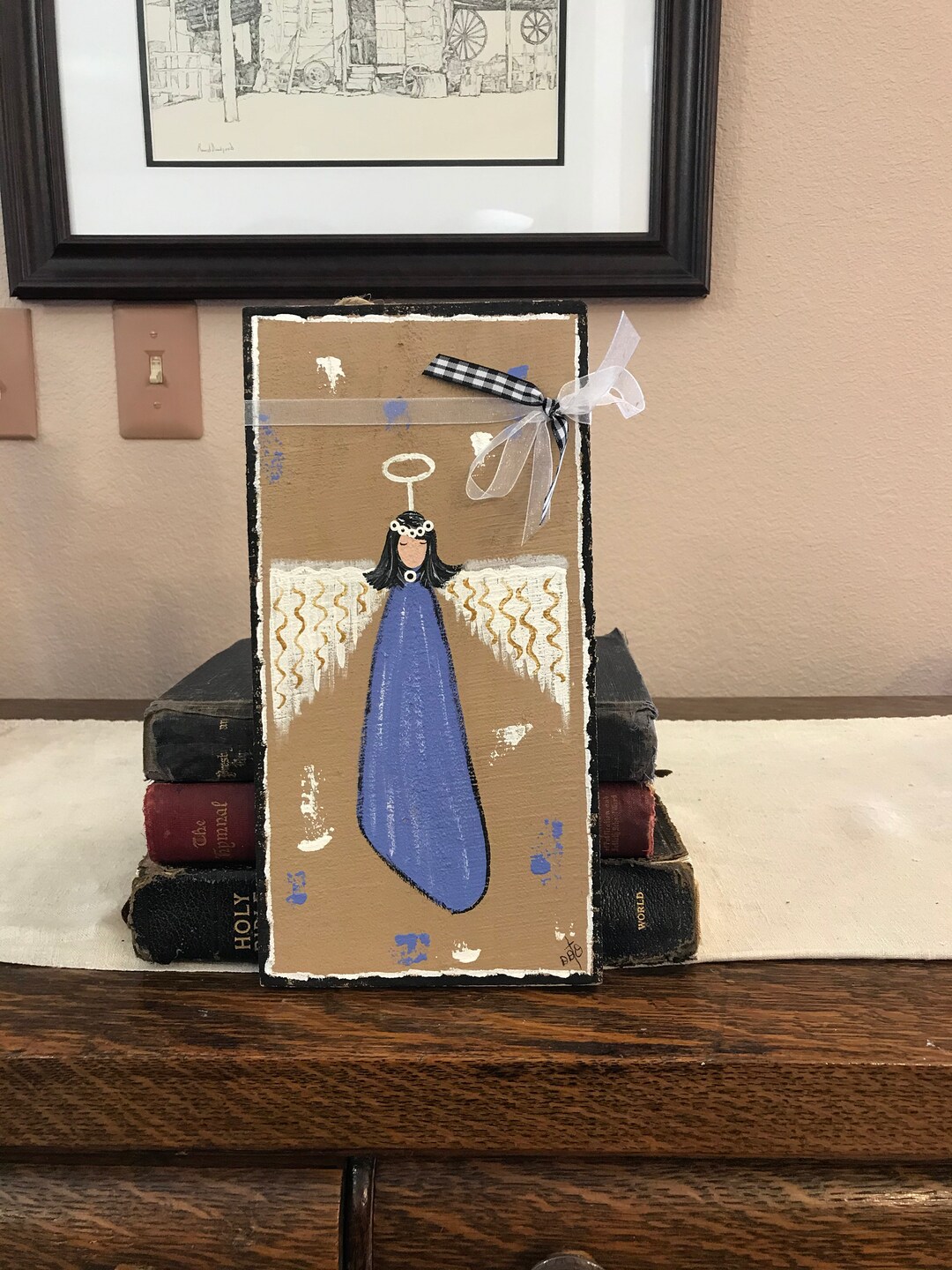 Rustic Angel Art Angel Handpainted Onto Rough Salvaged Wood - Etsy