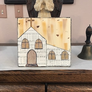 Old Rustic Little Brown Church Handpainted on Weathered Wood, Old ...