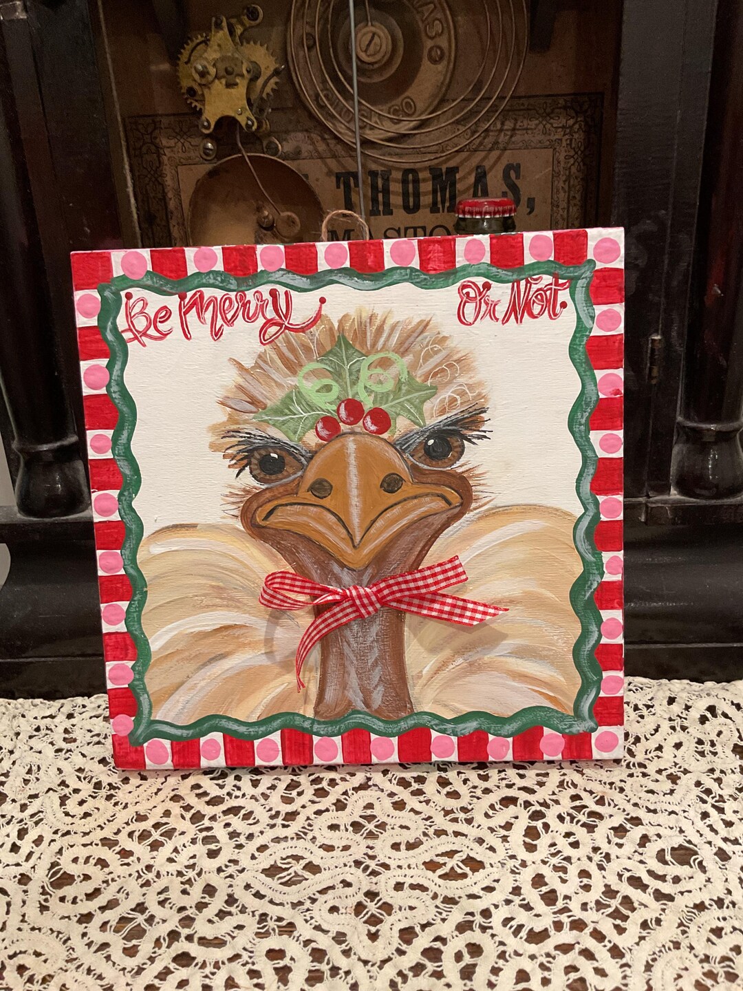 Grumpy Christmas Ostrich, Christmas Decor, Christmas Art, Fun Christmas ...