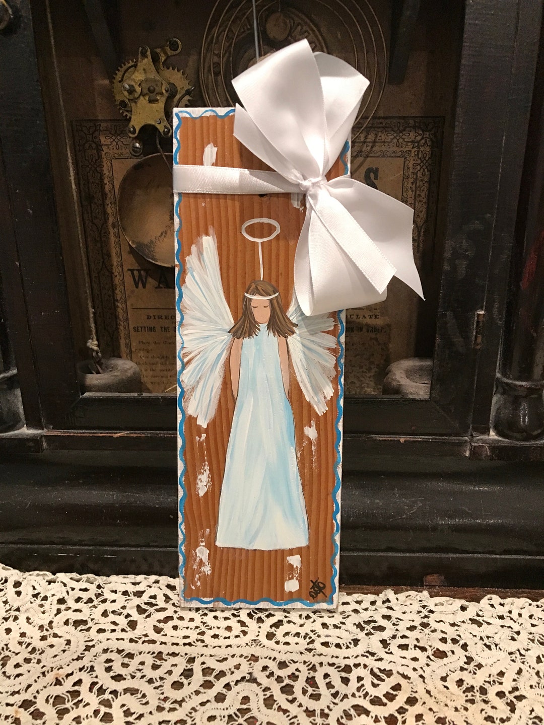 Rustic Angel, Handpainted Angel on Rustic Old Wood, Guardian Angel ...