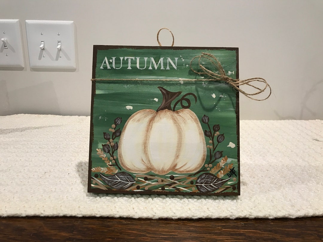 White Farmhouse Autumn Pumpkin, Fall Decor, Fall Art, Original ...