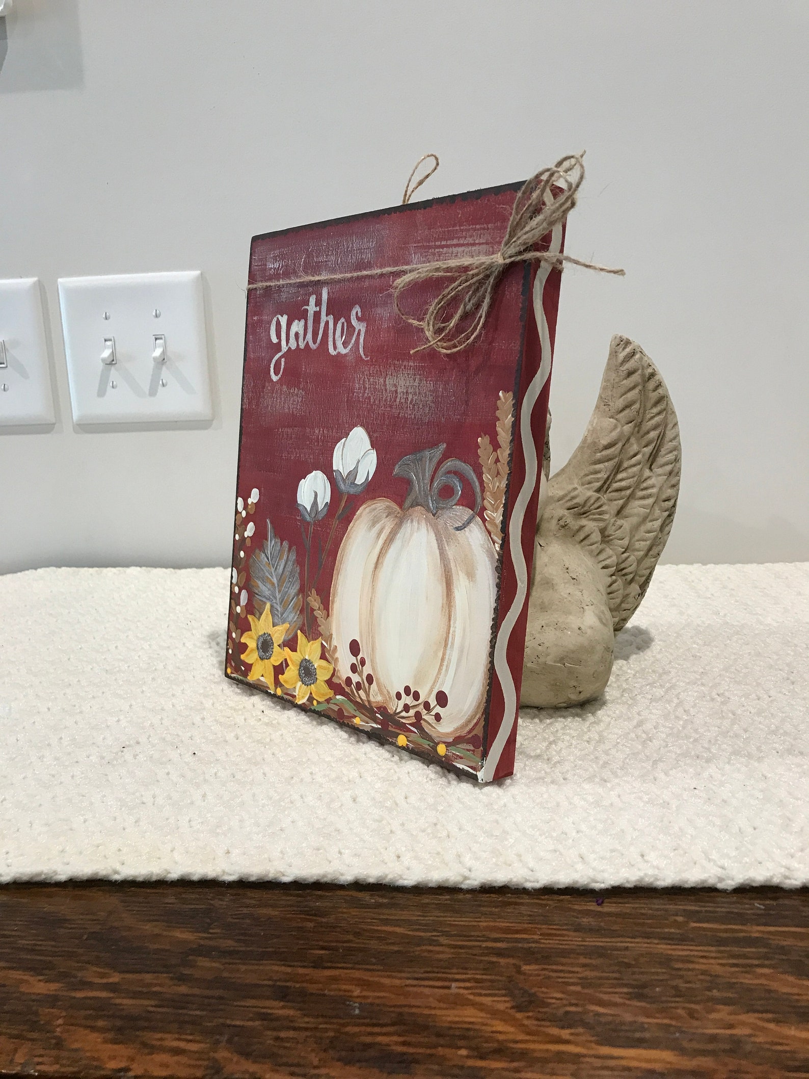 Gather Fall Farmhouse Pumpkin Sign Fall Decor Pumpkin Art - Etsy