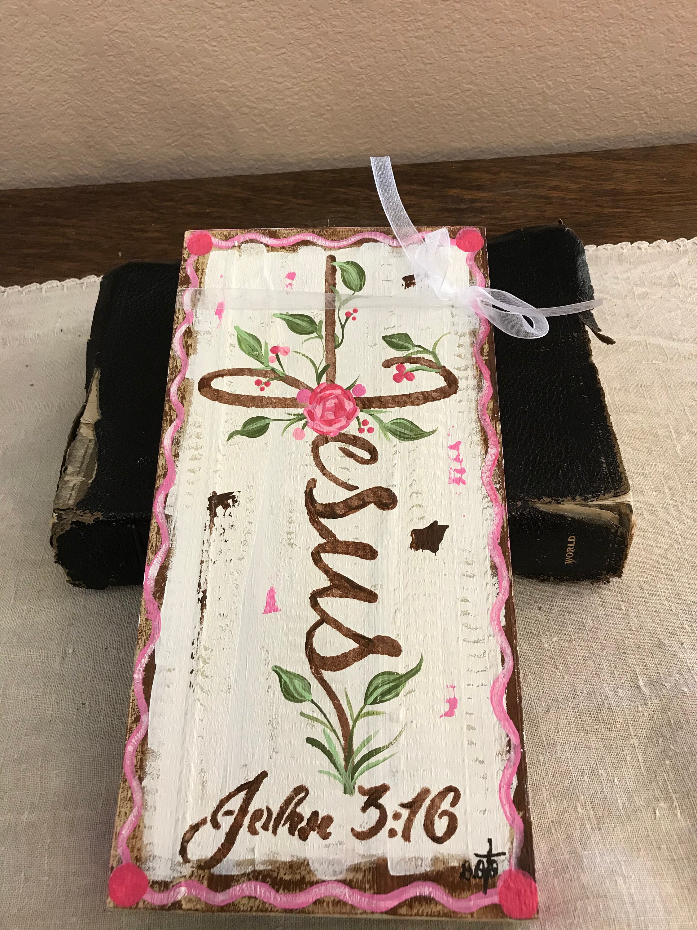Rustic Cross, Christian Jesus Cross, Handpainted on Weathered Board ...