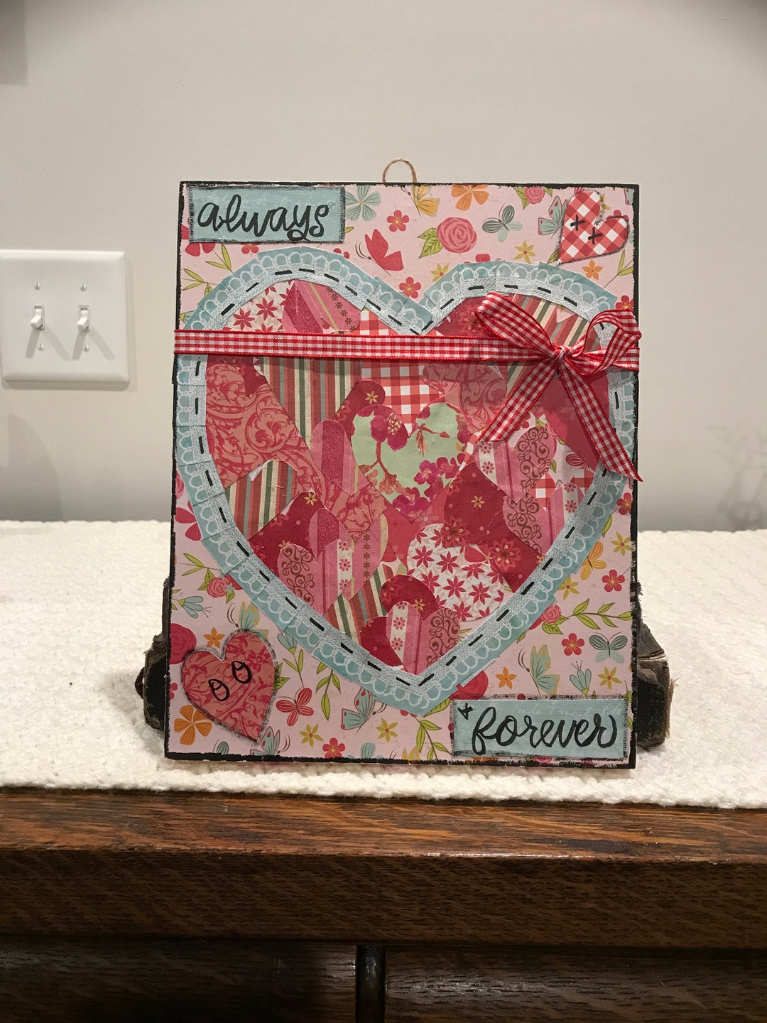 Patchwork Quilt Heart, Collage Paper, Mixed Media Quilt Pattern ...