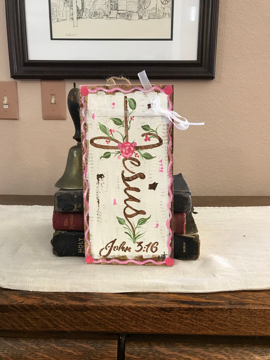 Rustic Cross, Christian Jesus Cross, Handpainted on Weathered Board ...