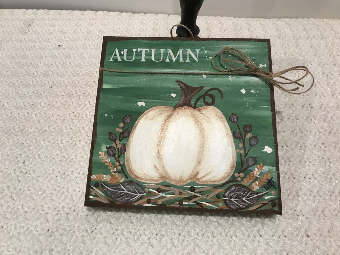 White Farmhouse Autumn Pumpkin Fall Decor Fall Art Original - Etsy