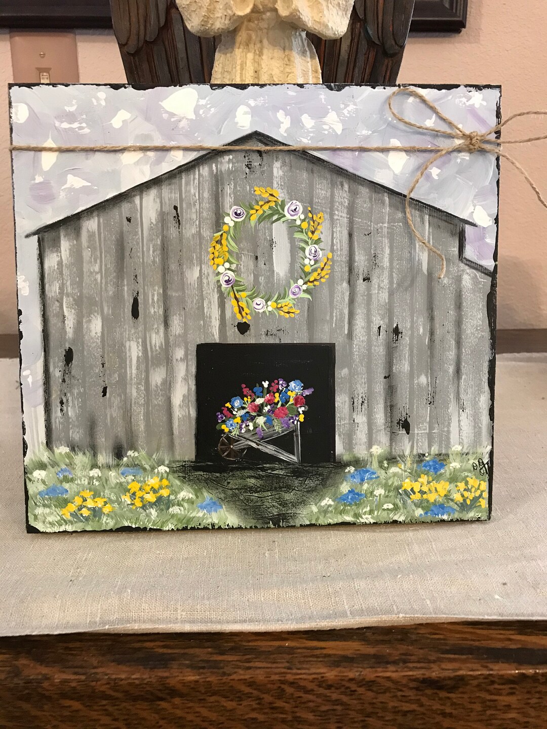 Spring Barn, Handpainted Old Barn With Spring Florals, Rustic Barn ...