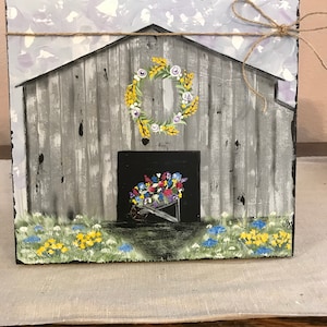 Spring Barn, Handpainted Old Barn With Spring Florals, Rustic Barn ...