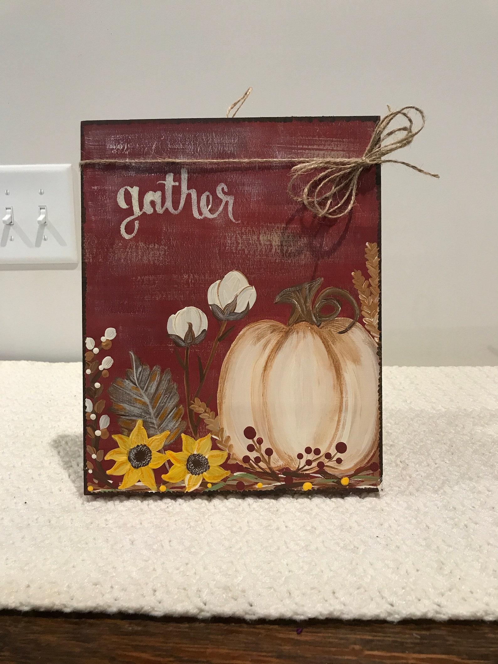 Gather Fall Farmhouse Pumpkin Sign Fall Decor Pumpkin Art - Etsy