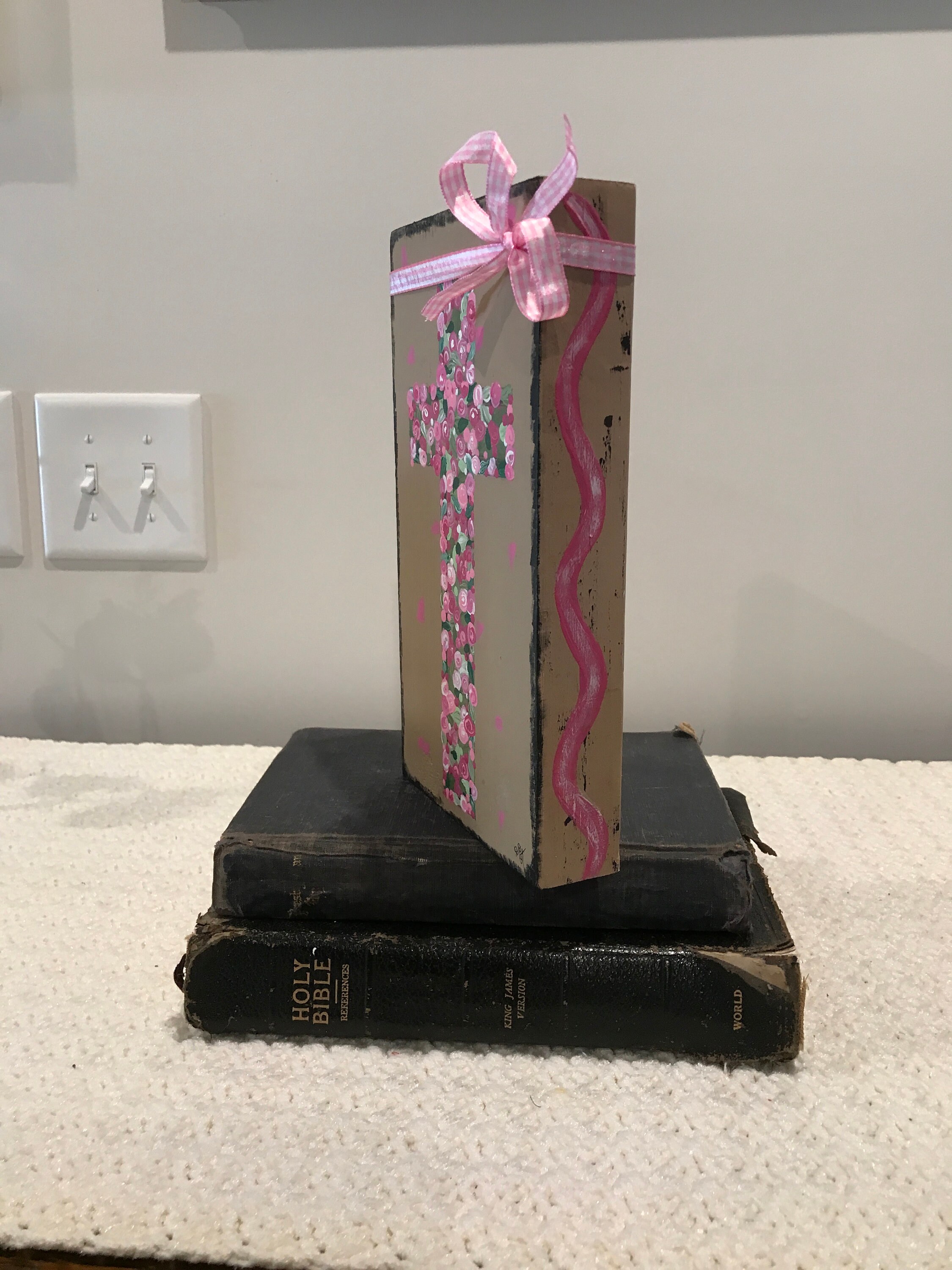 Hand-painted Floral Cross: Christian Wood Block Art - Etsy