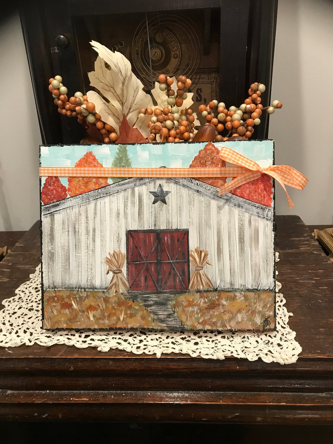 Faded Fall Barn, Old Country Barn in Fall Handpainted Onto Standalone ...