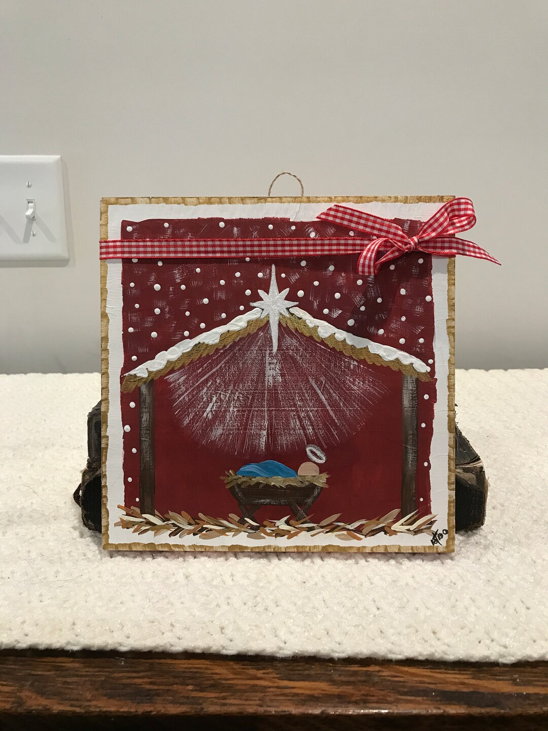 Love Came Down, Emmanuel, Handpainted Christmas Nativity on Wood Box ...