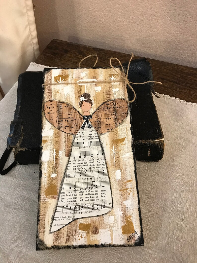 Rustic mixed media angel salvaged wood art angel art angel | Etsy