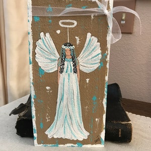 Rustic Angel on Wood, Guardian Angel, Angel Art, Angel Decor, Florals ...
