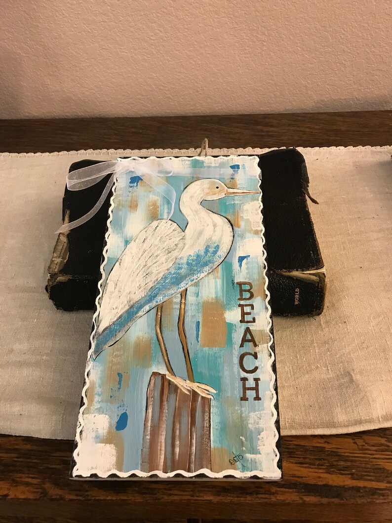 Beach Art Handpainted Wood Art Rustic Beach Decor Beach - Etsy