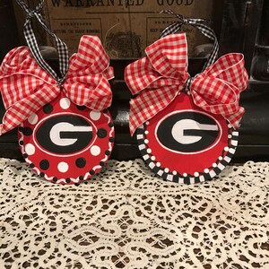 University of Georgia Red and Black Christmas Ornaments, Hand Painted ...