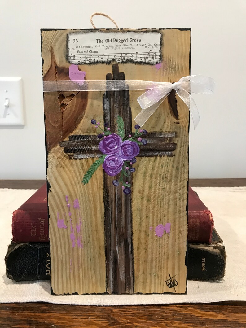 Very Rustic Christian Mercy Cross Handpainted Wood Cross - Etsy