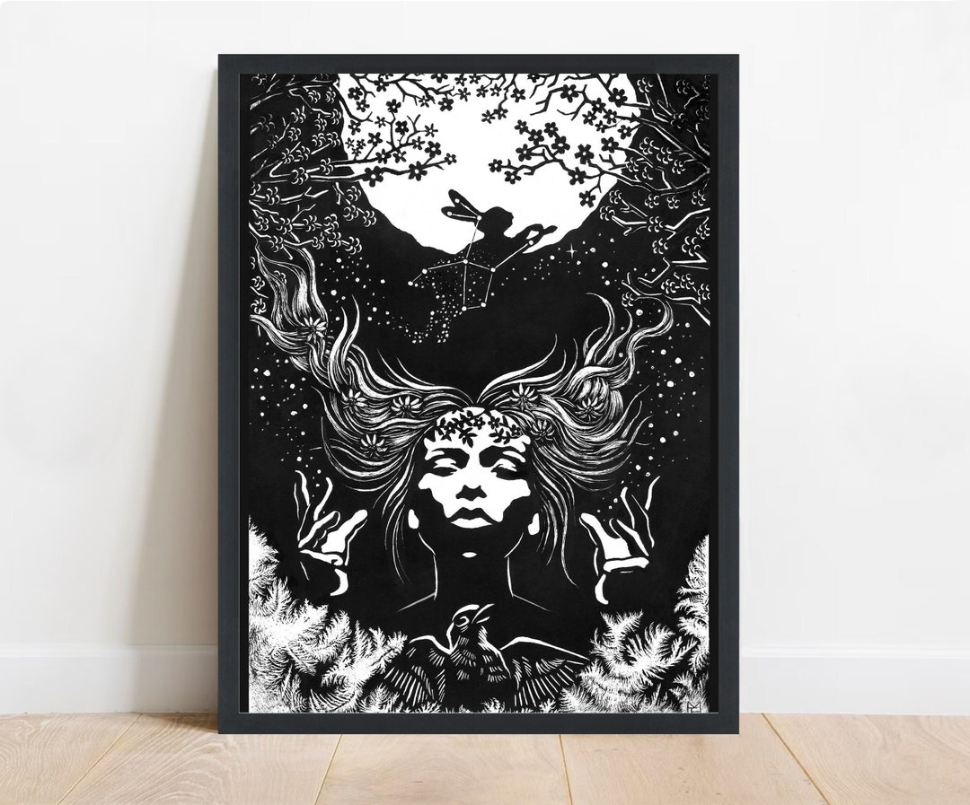 Mother Nature. Ostara Poster Art Print, Black & White Home Decor ...