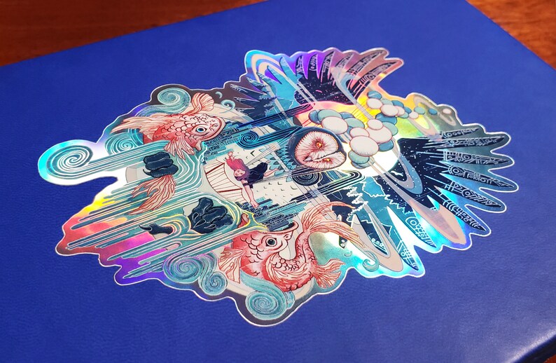 Holographic Flying Owl Vinyl Sticker, Hand-drawn Waterproof Decal - Etsy