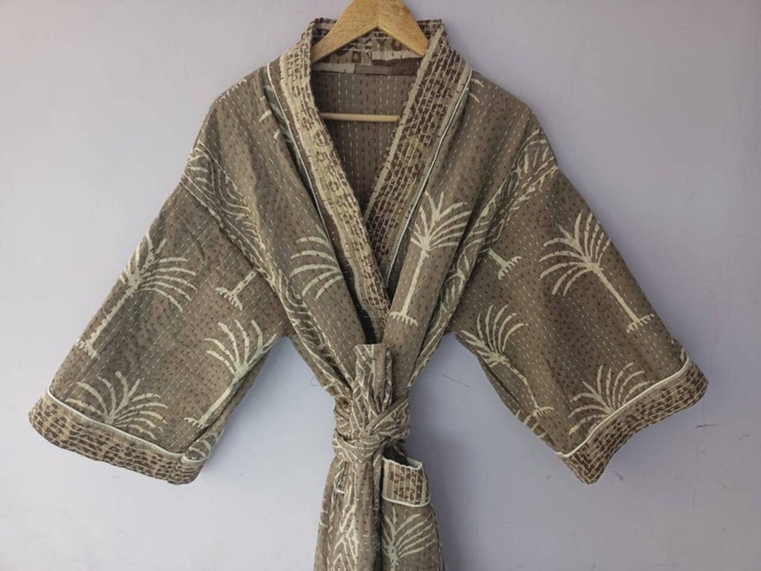 Indian Bath Robe Cotton Robe,kimono Dressing Gown Floral Print Bath ...