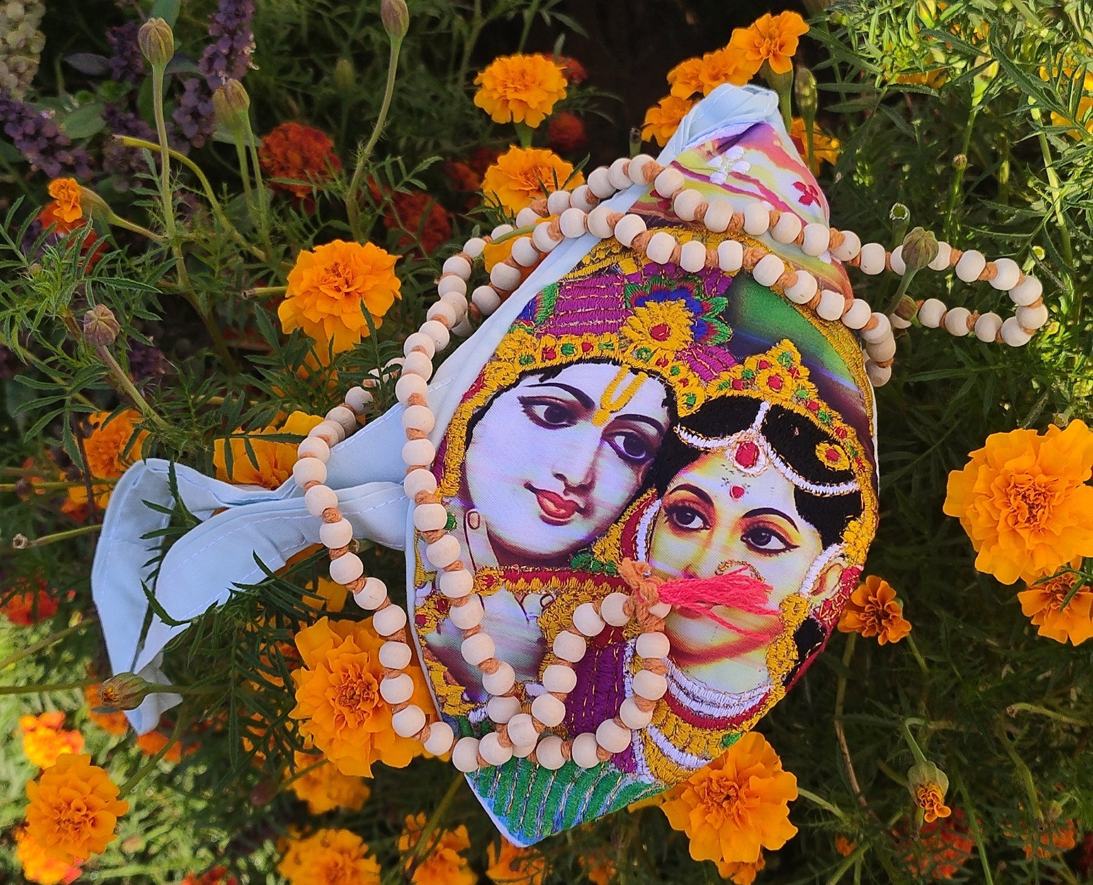 Beautiful Tulsi Japa Mala Whith Bag, Krishna Photos Handmade Bag From Vrindavan,shiree Radha ...