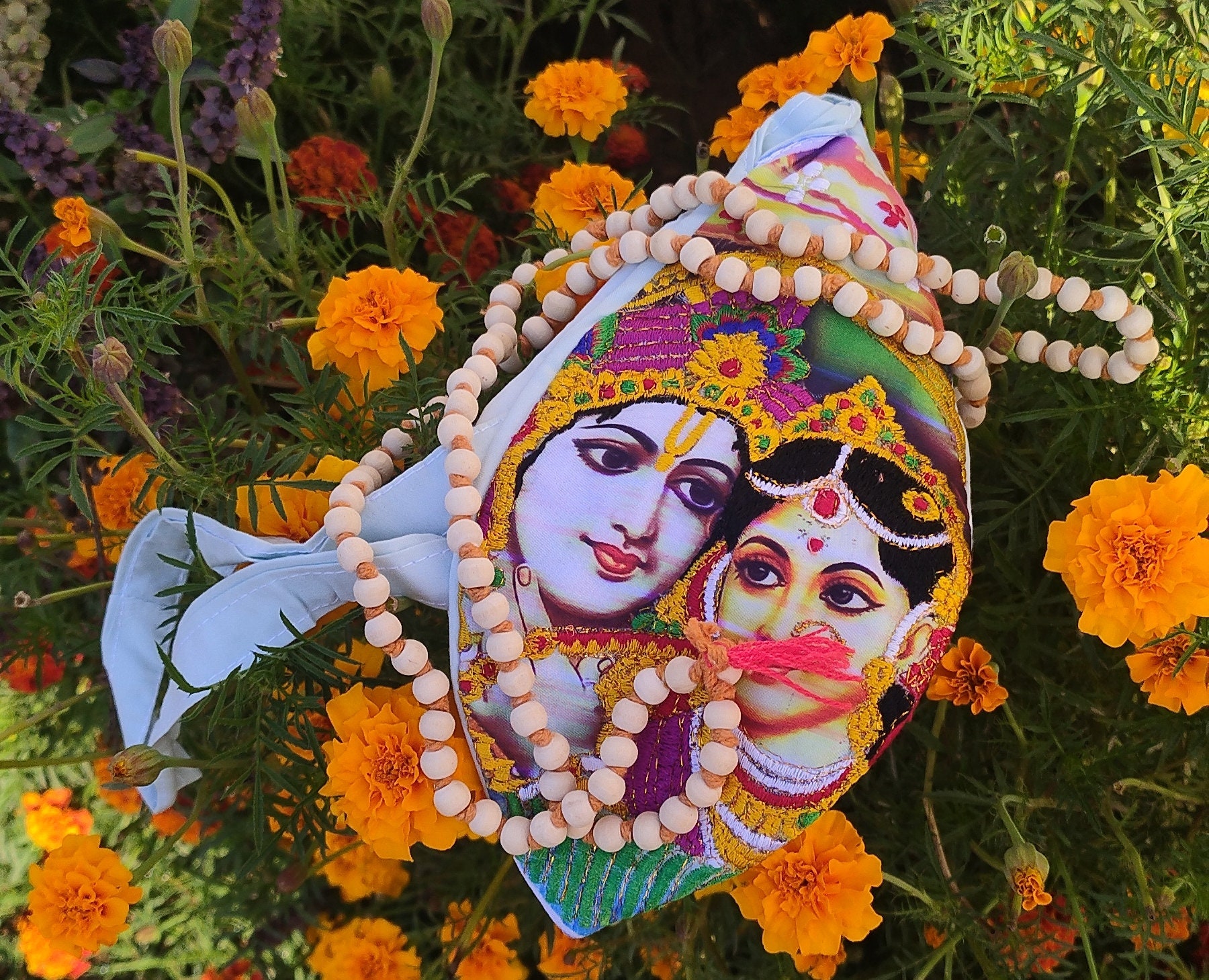 Beautiful Tulsi Japa Mala Whith Bag, Krishna Photos Handmade Bag From ...