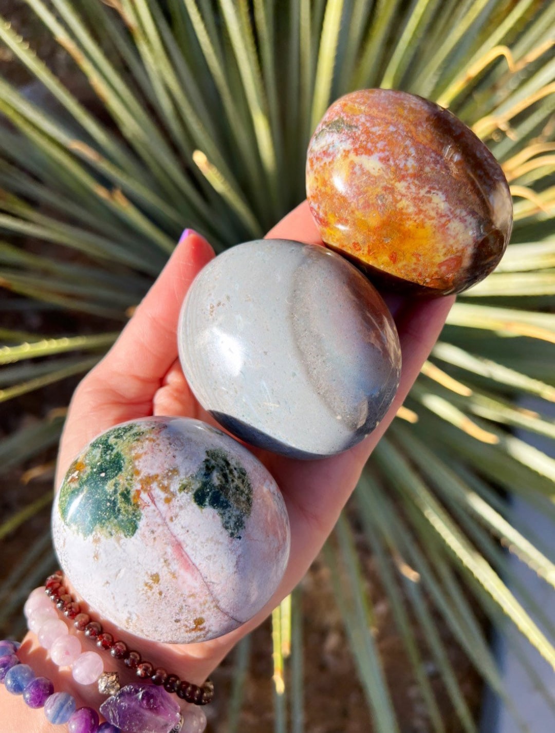 You Choose*rainbow Ocean Jasper Palmstones, Sea Jasper Palmstone, Ocean ...