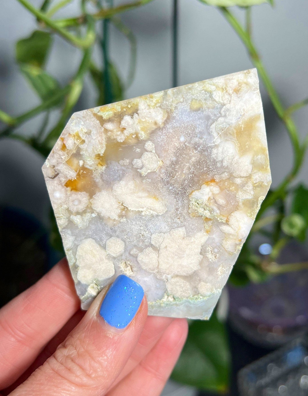 Flower Agate Slab W/stand 85g, Natural Flower Agate, Blossom Agate ...