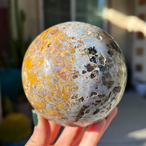 2.3lb Rainbow Ocean Jasper Sphere W/ Stand 86mm, Sea Jasper Sphere ...