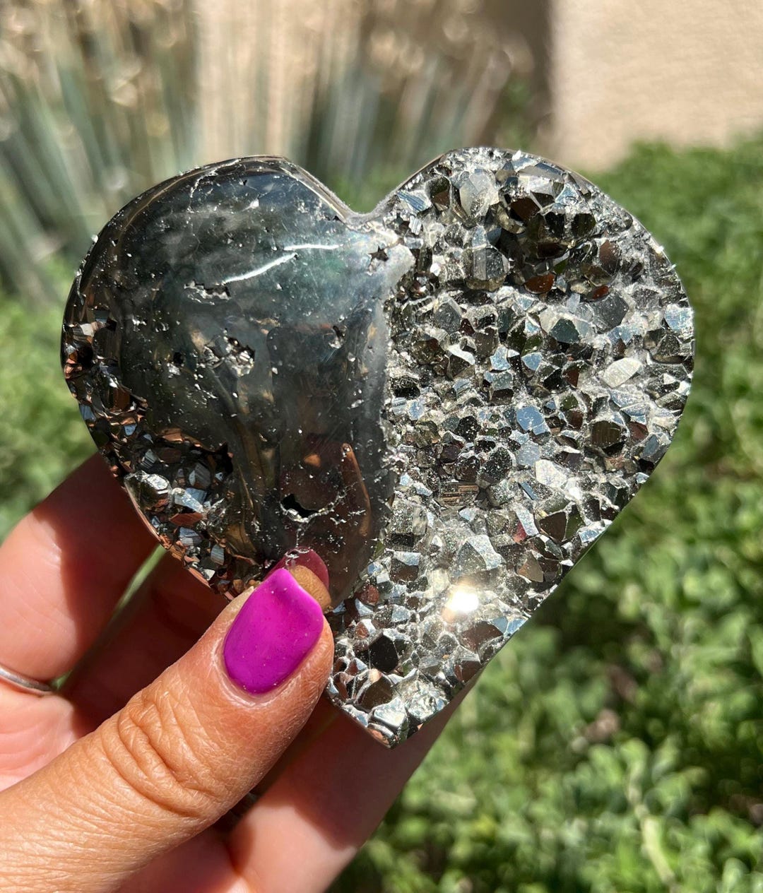 Extra Large Shiny Pyrite Heart Carving 1.1lb, Pyrite Heart, Pyrite ...