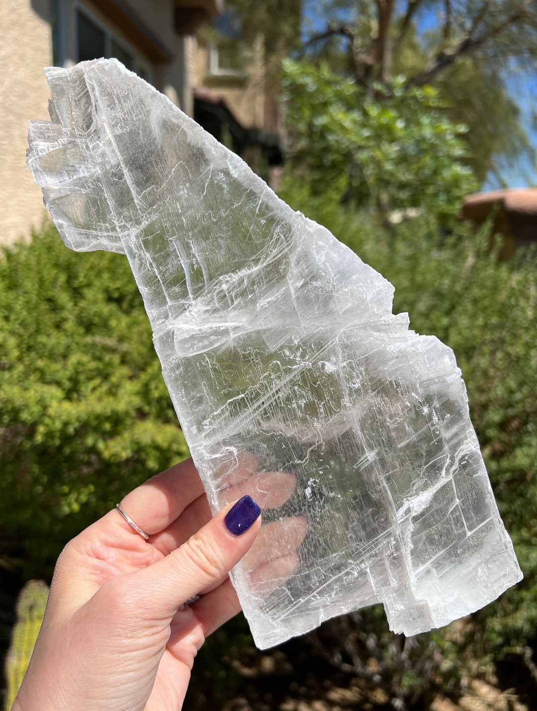 1.8lb Raw Clear Selenite Slab W/stand, Natural Selenite, Selenite ...
