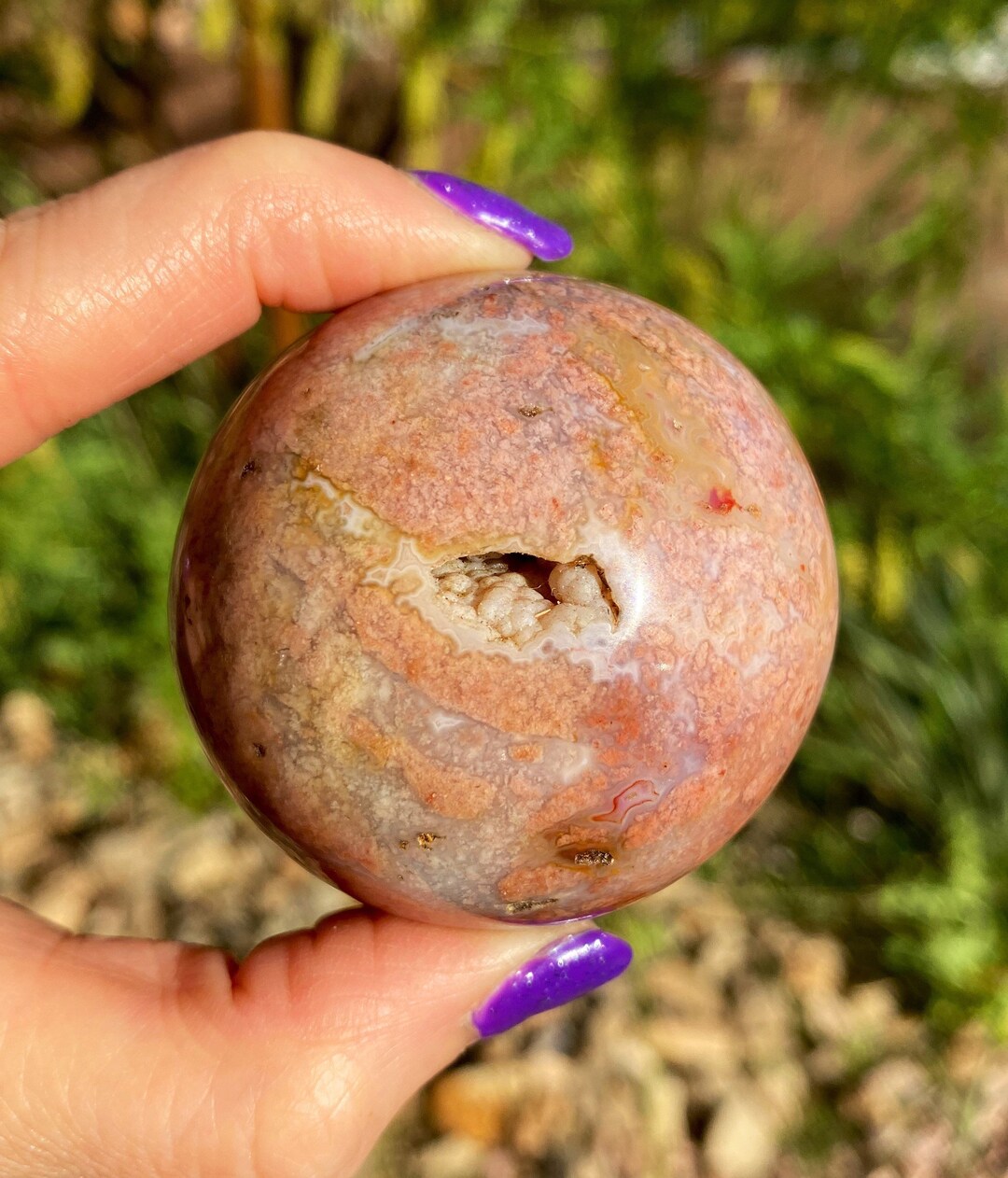 52mm Flower Agate Sphere W/ Stand 191g, Polished Flower Agate, Flower ...