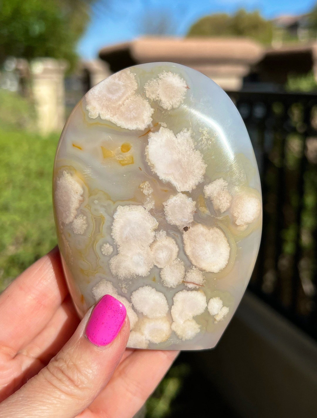 Flower Agate Freeform 328g, Natural Flower Agate, Blossom Agate, Pink ...