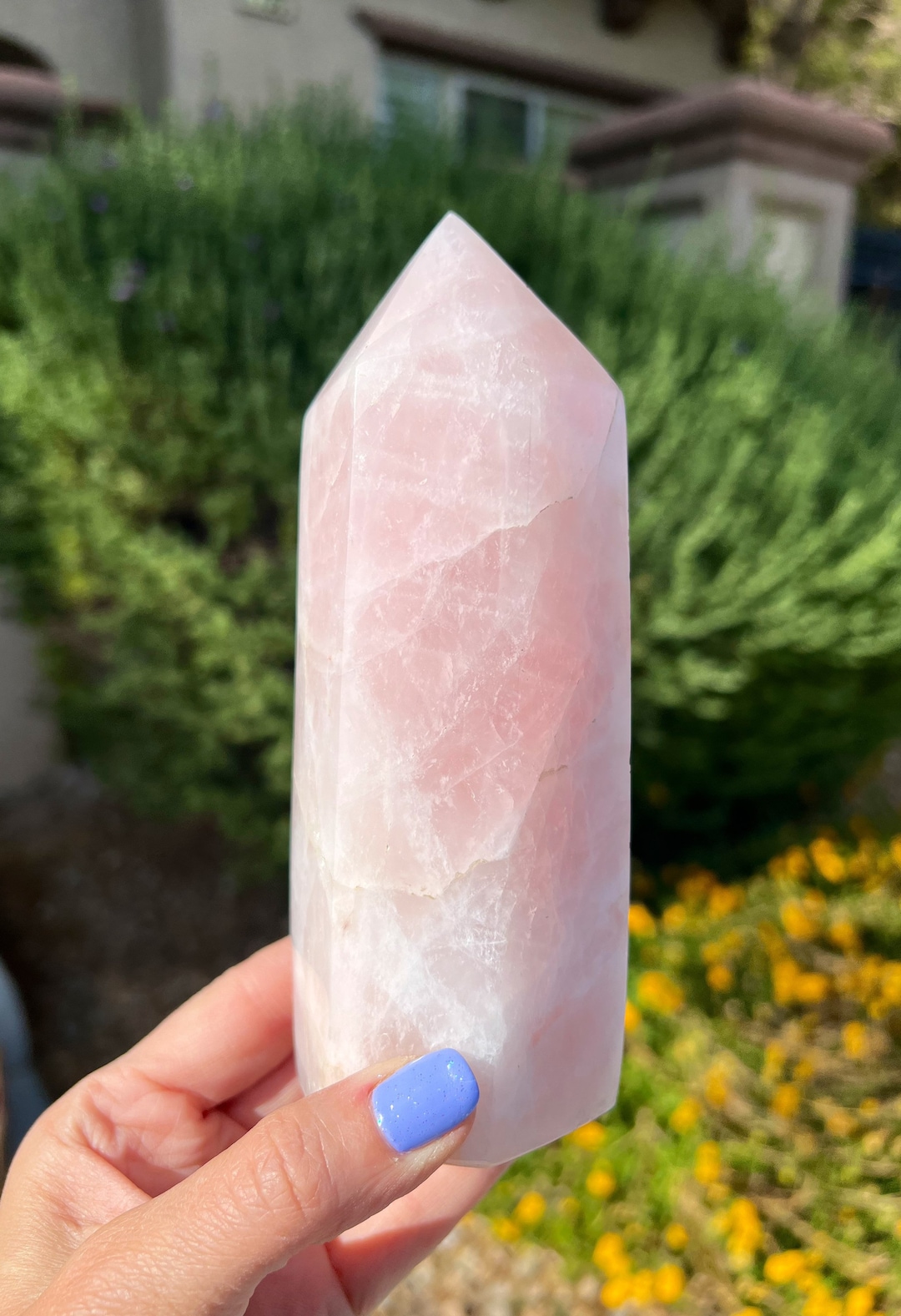 Pale Pink Rose Quartz Tower 1.8lb, Rose Quartz Crystal, Rose Quartz ...