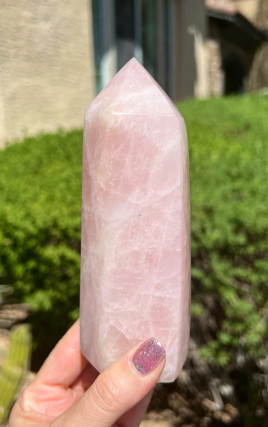 Pale Pink Rose Quartz Tower 1.7lb, Rose Quartz Crystal, Rose Quartz ...