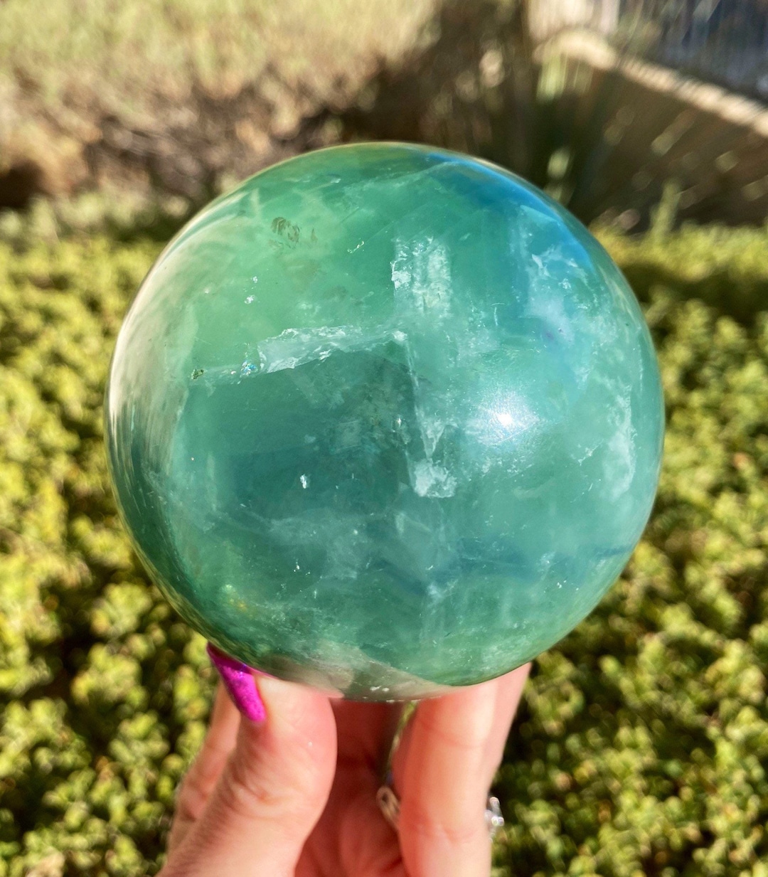 Green Fluorite Sphere W/stand 2.2lb/83mm, Green Crystal Sphere ...